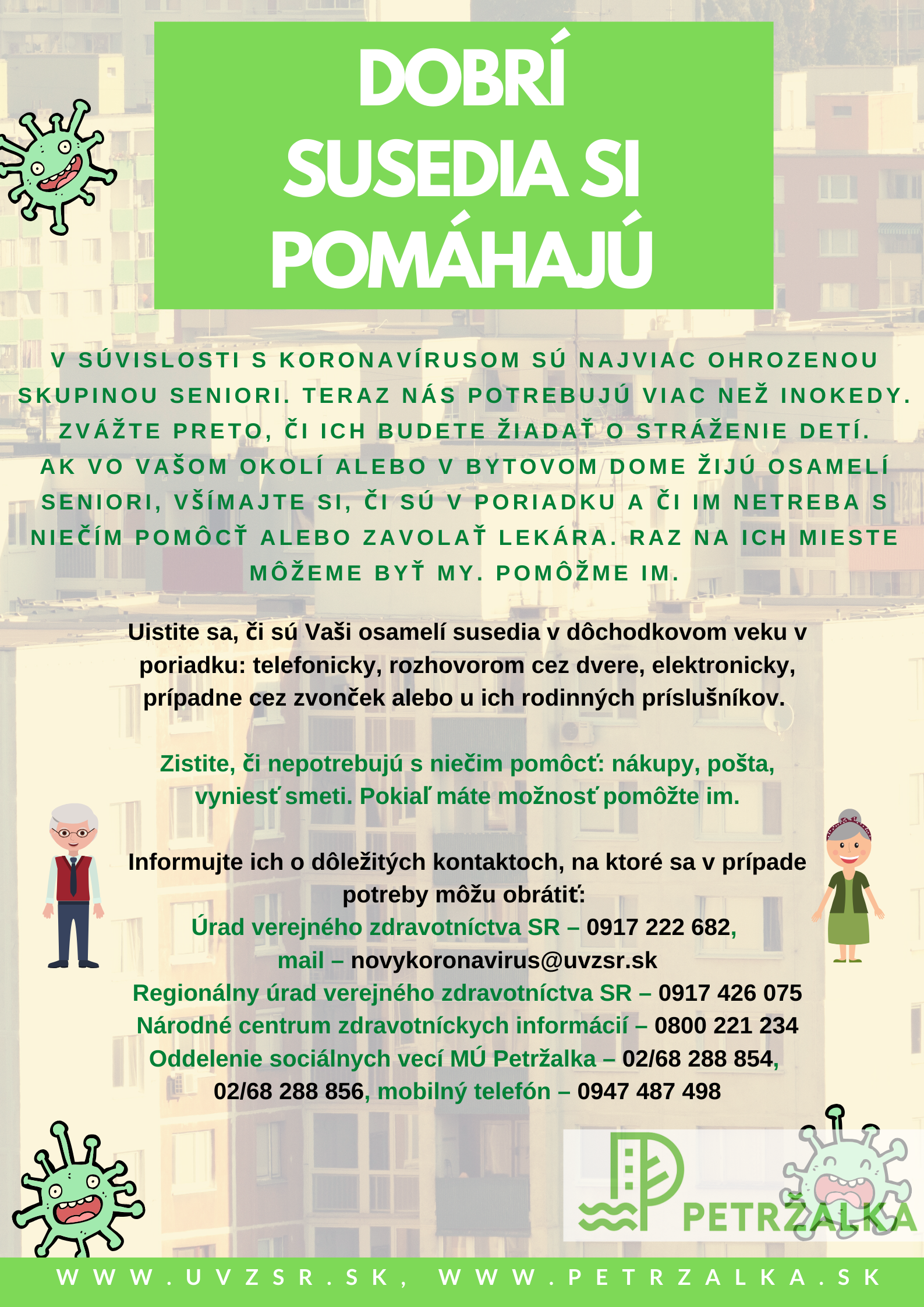 Pomáhajme si! Mestská časť Bratislava-Petržalka prosí správcov bytových ...
