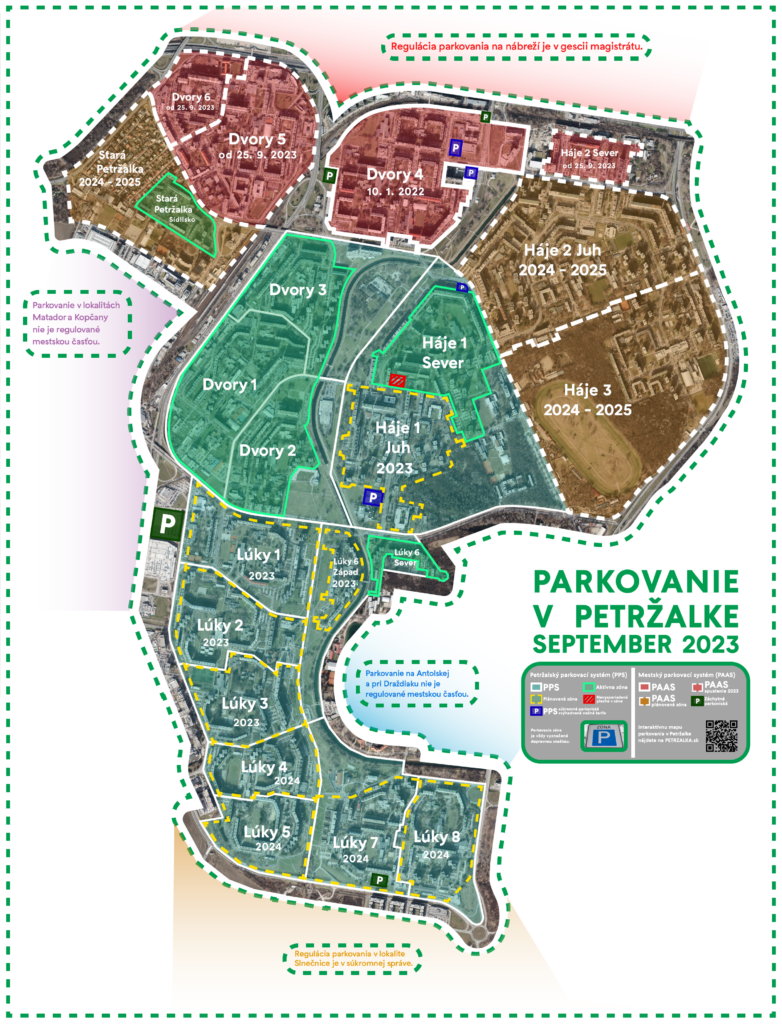 Mapa parkovania v Petržalke | SEPTEMBER 2023 - Petržalka