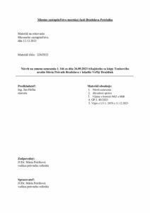 11 Návrh na zmenu a doplnenie uznesenia č. 146 zo dňa 26.09.2023 ...