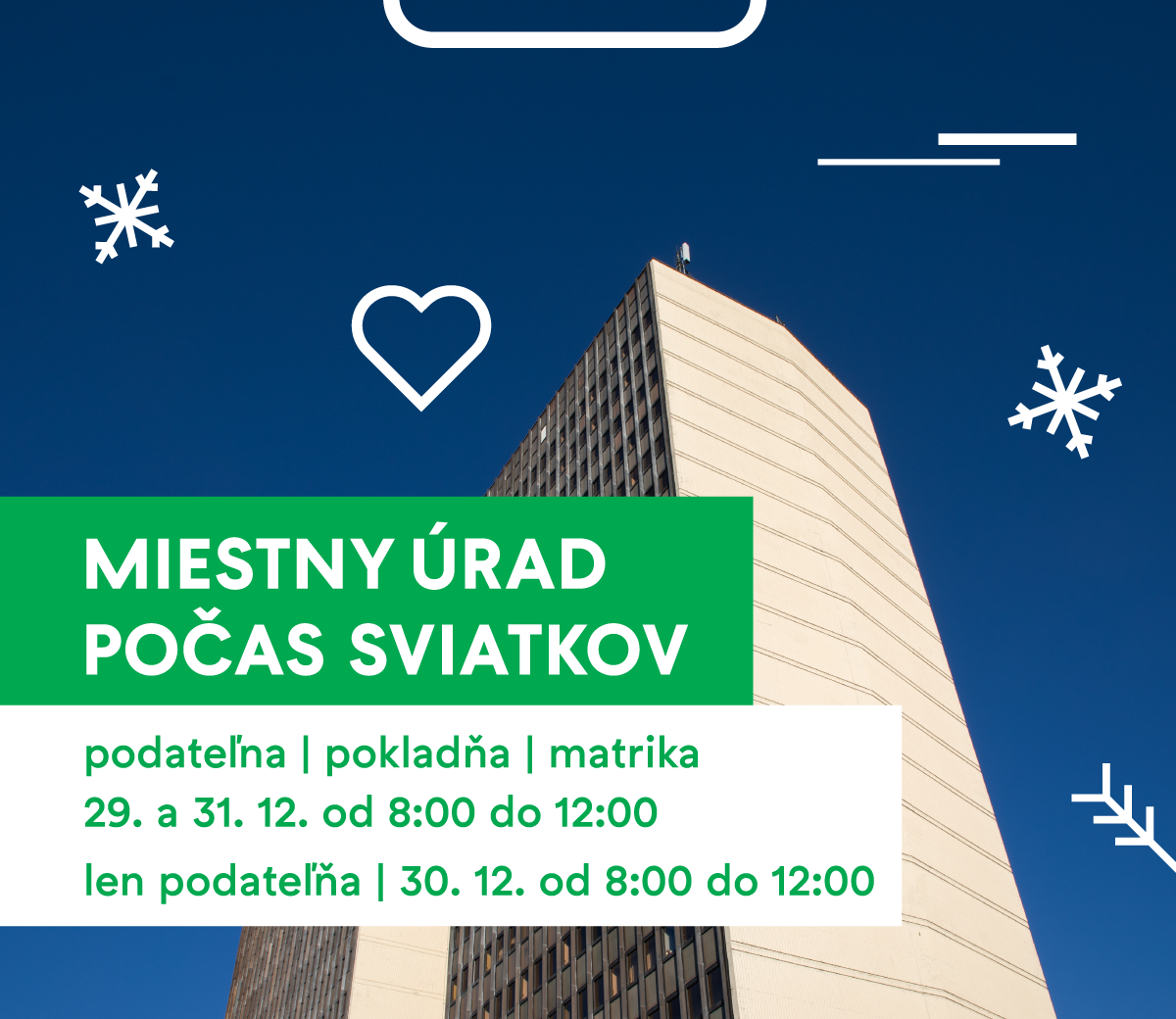 Otváracie hodiny počas sviatkov - Petržalka